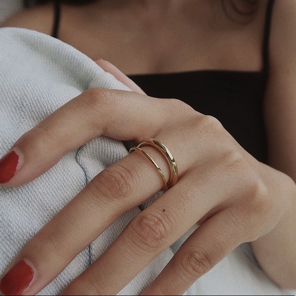 Jewelry | 18k Gold Plated Lennon Stacked Ring | Poshmark